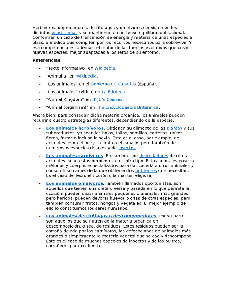 Estrategias alimenticias en animales | PDF