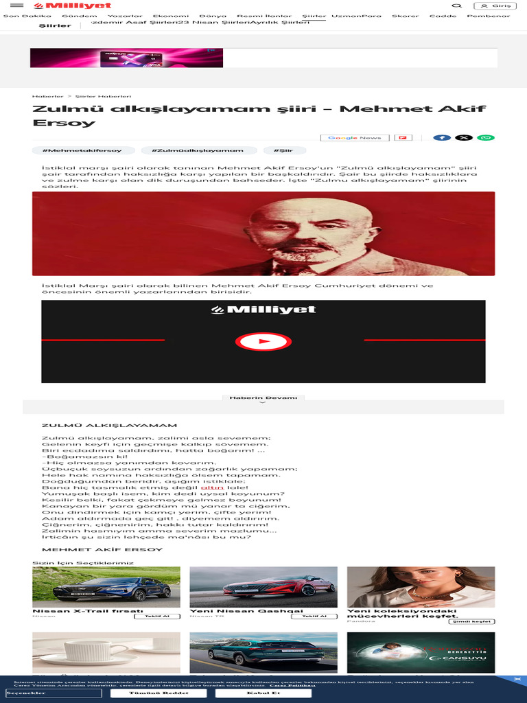 Zulmü Alkışlayamam Şiiri - Mehmet Akif Ersoy | PDF