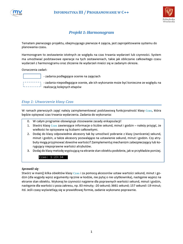 Instrukcja Do Projektu 1 | PDF