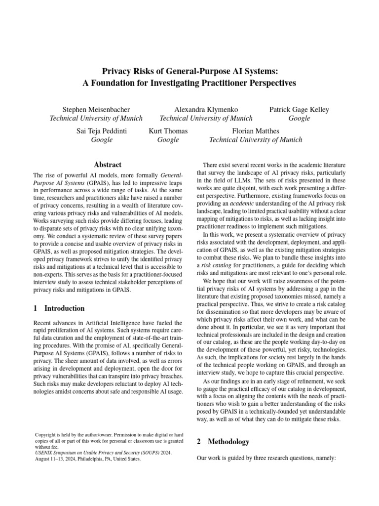 Privacy Risks of General Purpose AI Systems | PDF | Artificial ...
