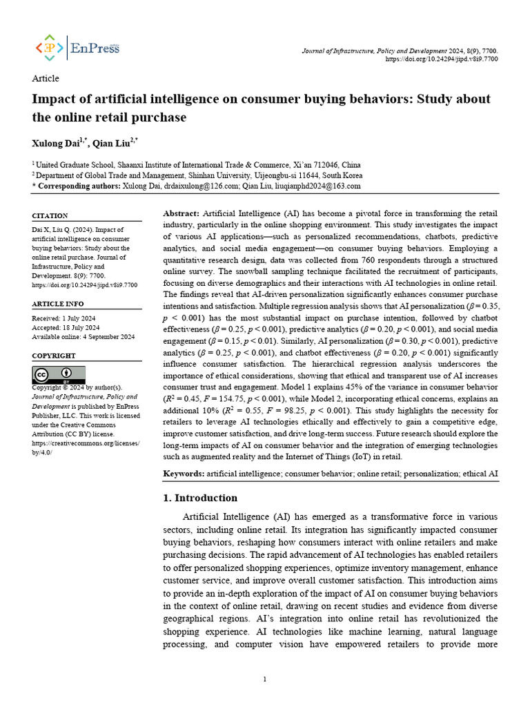 Impact of Artificial Intelligence On Consumer Buying Behaviors Study About The Online Retail ...