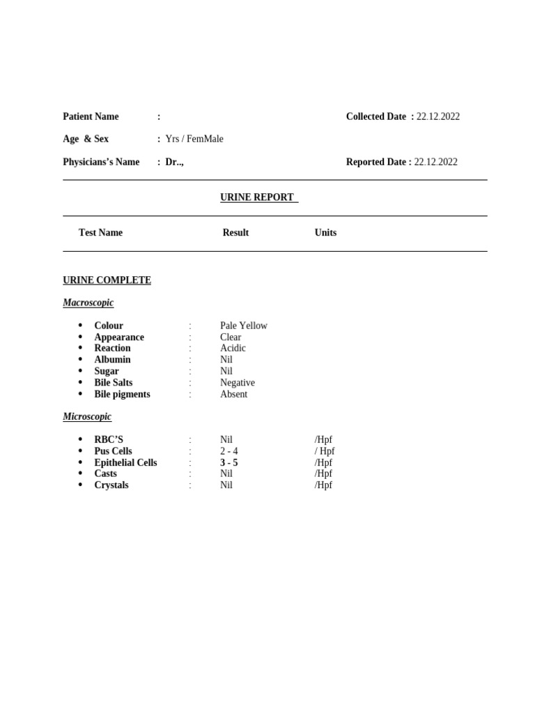 12 Urine Complete Normal | PDF