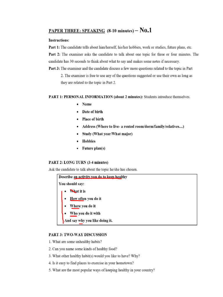 B1 Speaking Topics and Responses | PDF