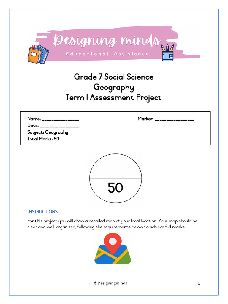 Grade 7 Geography Term 1 Assessment Project Nebojl 2 | PDF | Map | Compass