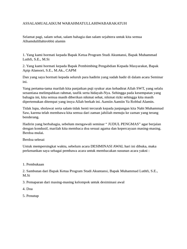 Susunan Acara Teks MC | PDF