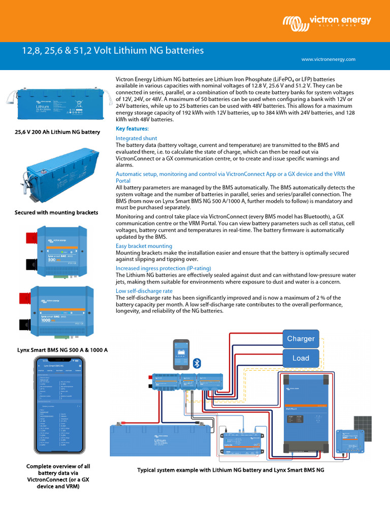 Datasheet Lithium NG Batteries 12,8V 25,6V 51,2V EN | PDF | Electrical Engineering | Electric Power