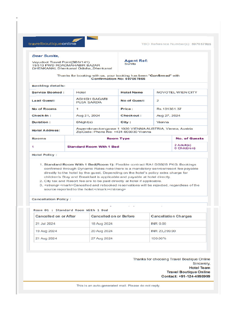 Hotel Booking Confirmed | PDF
