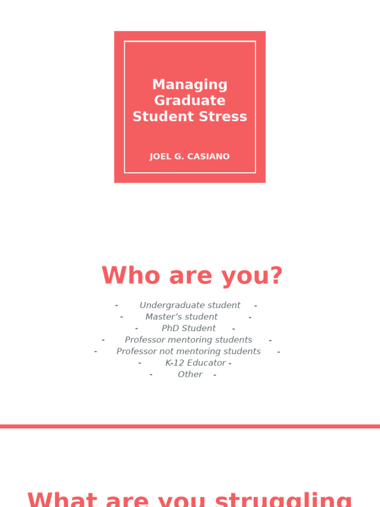 Graduate Student Stress Management Tips | PDF | Mental Health | Stereotypes