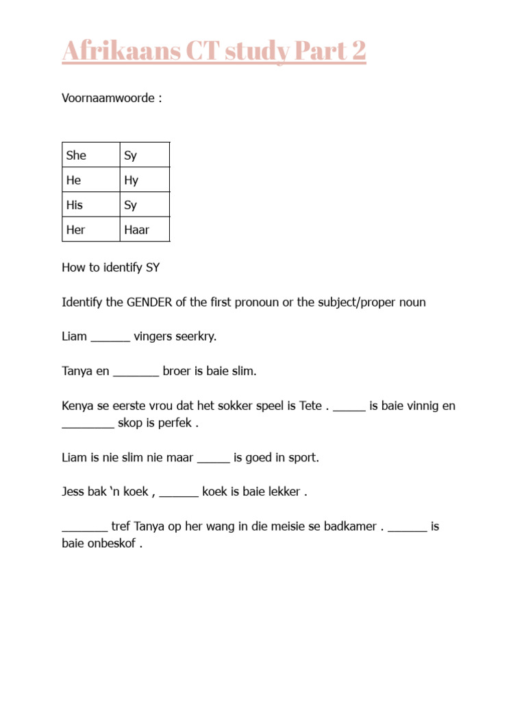 Afrikaans CT Study Part2 | PDF