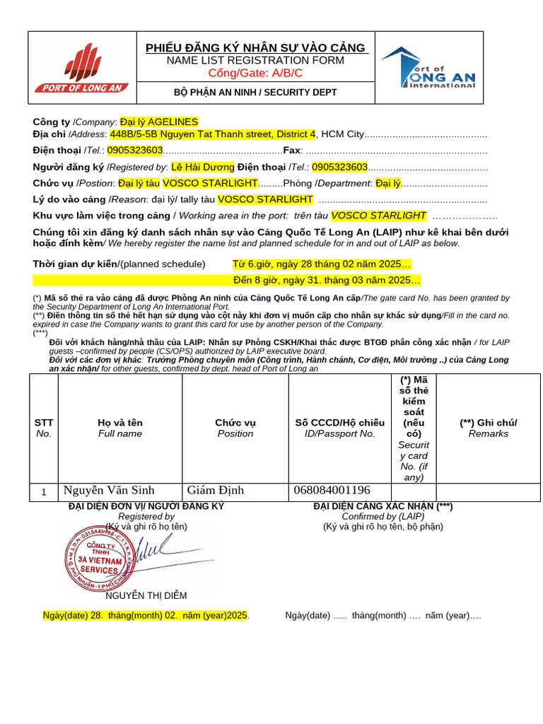 2 DS NHÂN VIÊN CH TÀU-Đ I LÝ-TALLY-BM Phieu Dang Ky NS Ra Vao Cong A B C | PDF