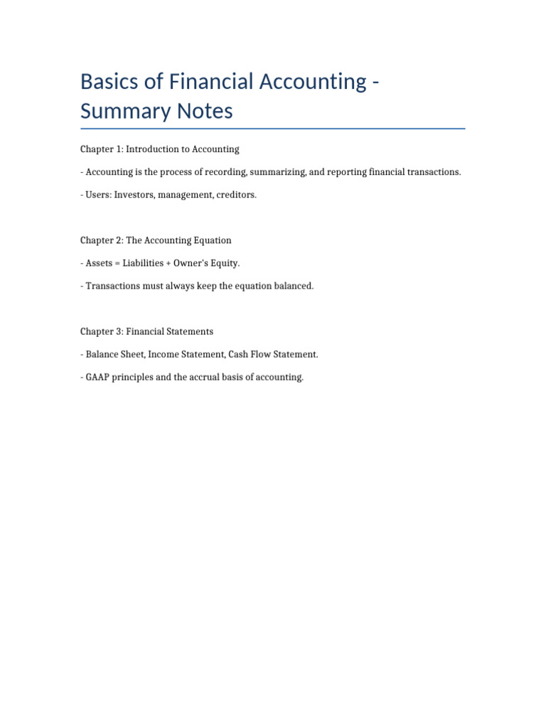 Financial Accounting Basics Overview | PDF