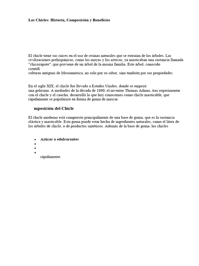 Historia y Beneficios del Chicle | PDF