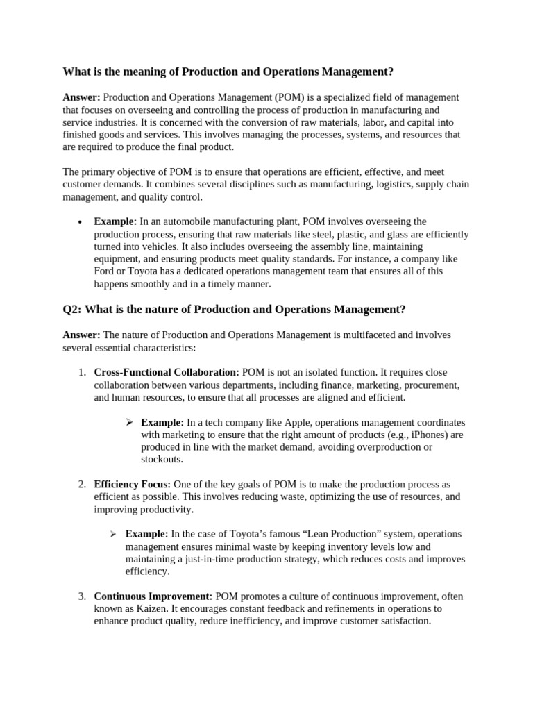 Understanding Production and Operations Management | PDF | Lean ...
