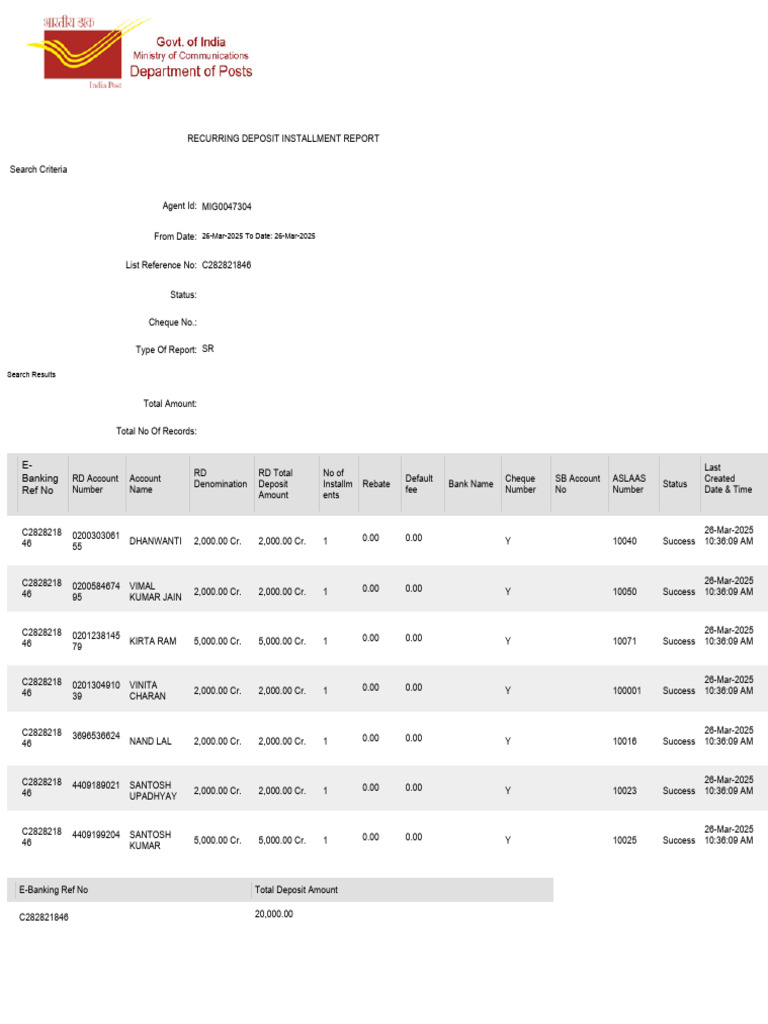 Recurring Deposit Installment Summary | PDF