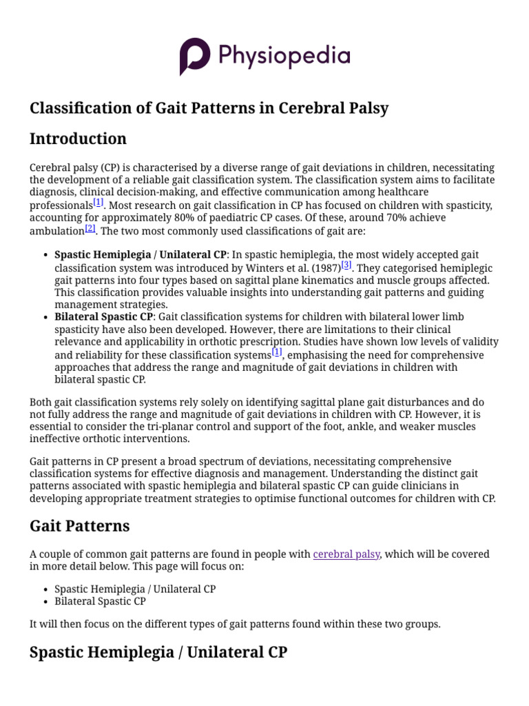 Classification of Gait Patterns in Cerebral Palsy - Physiopedia | PDF ...