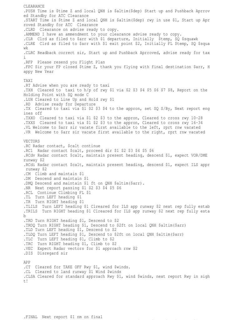 ATC Clearance and Taxi Instructions | PDF | Transponder (Aeronautics ...