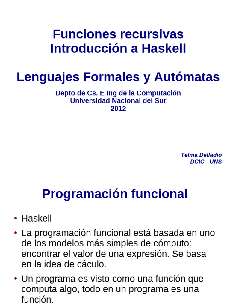 Introducción a Haskell y Funciones | PDF | Programacion Funcional ...