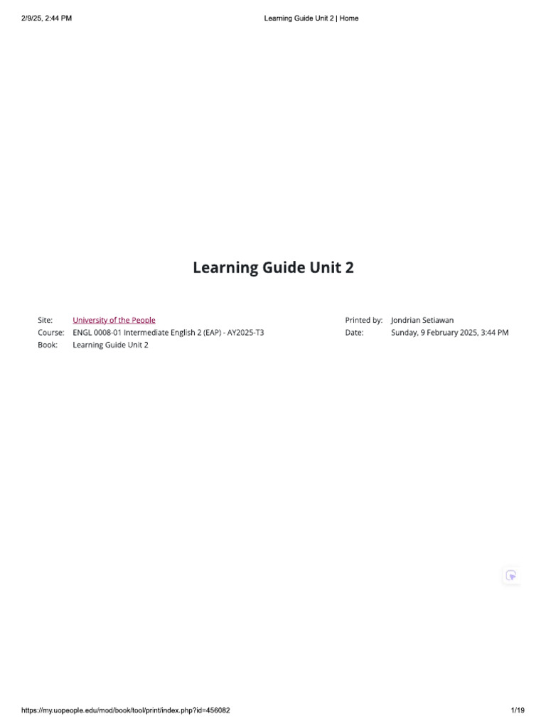 Learning Guide Unit 2 - Home | PDF