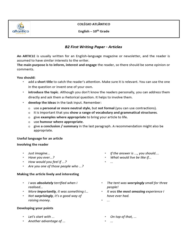 Articles - How To Write - 24.25 With Formative Task | PDF ...