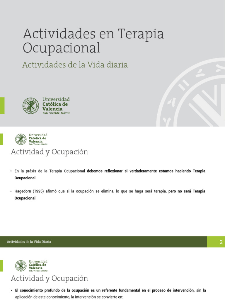 Actividad y Ocupación | PDF | Terapia ocupacional | Vida