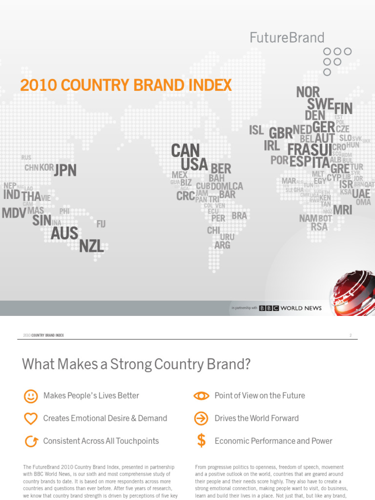 FutureBrand 2010 Country Brand Index | PDF | Brand | Tourism