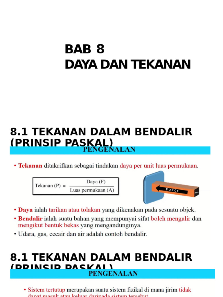 Tekanan dalam Bendalir: Prinsip Pascal & Bernoulli | PDF
