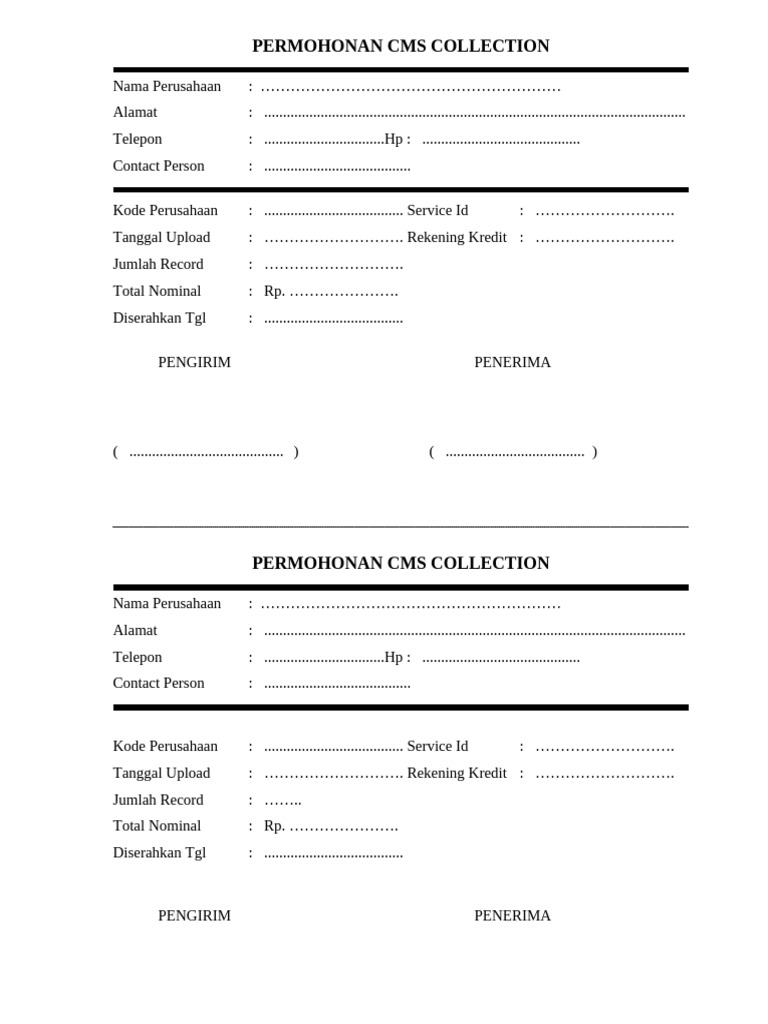 2b. Form Permohonan Collection PBO | PDF