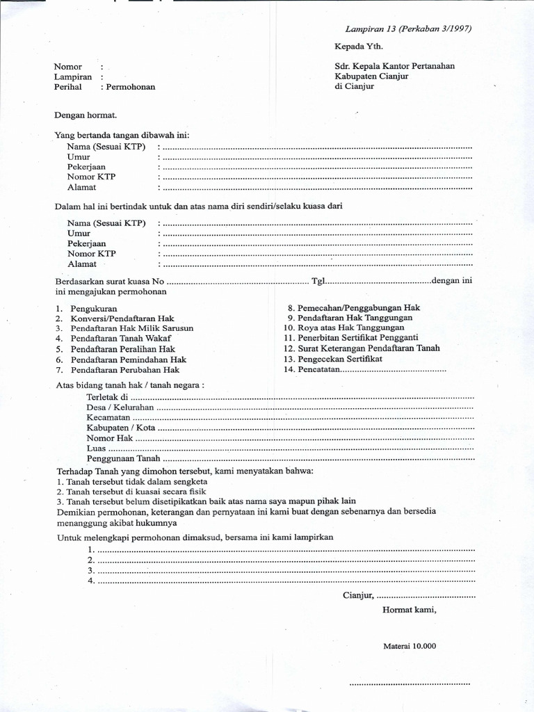 Formulir Lampiran 13 | PDF