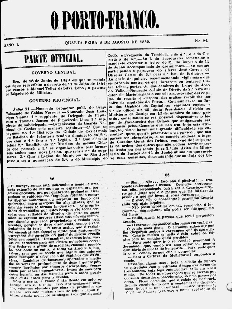 O Porto Franco, 1849 | PDF