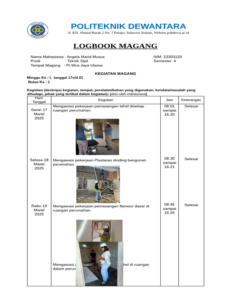 Logbook Magang Minggu 1 | PDF