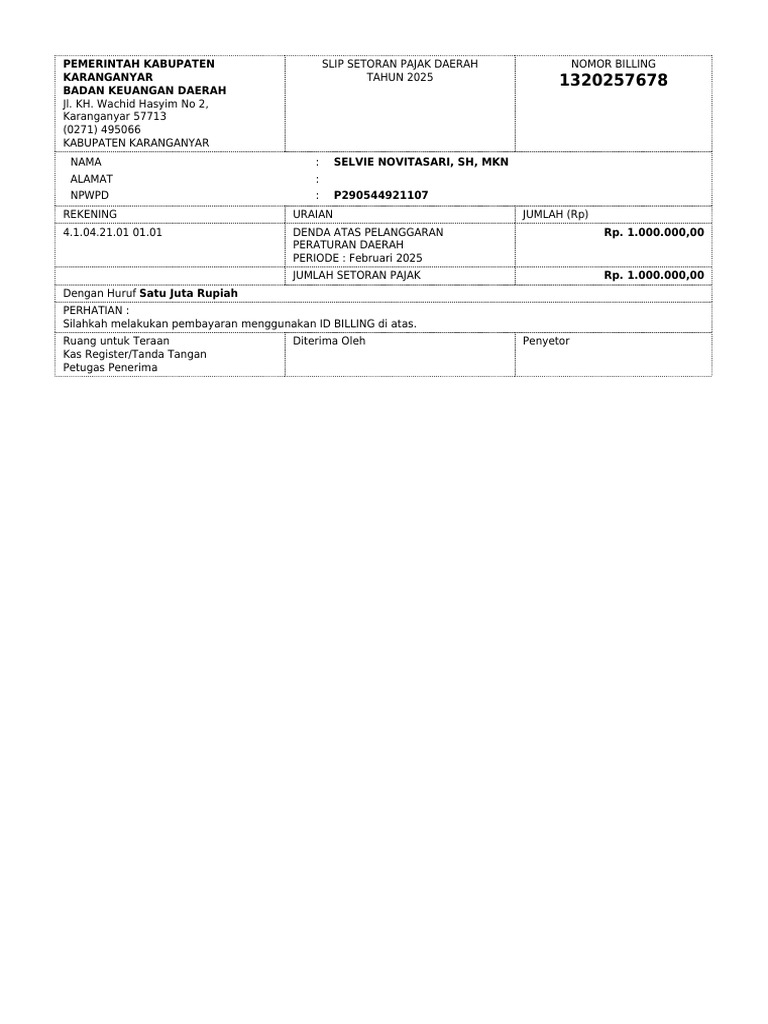 Cetak Slip Setoran 20250319020813 | PDF