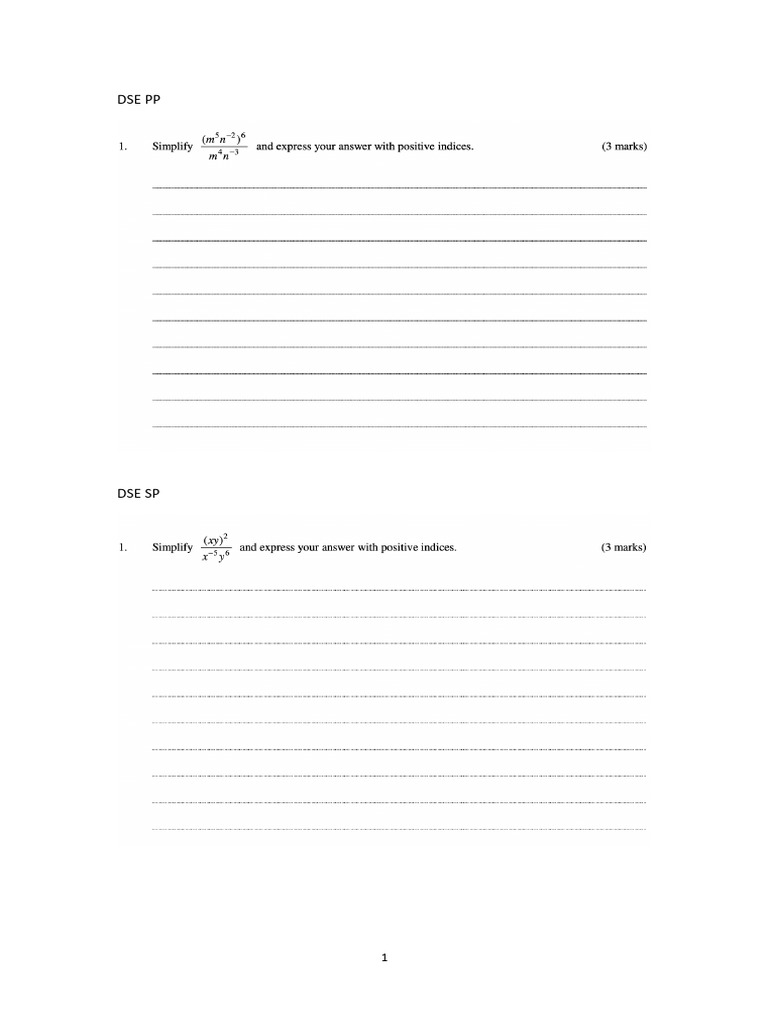 DSE Pastpaper - Index Notation | PDF