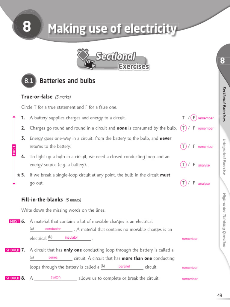 Active Science 8 Making Use of Electricity Workbook PDF | PDF | Voltage | Series And Parallel ...