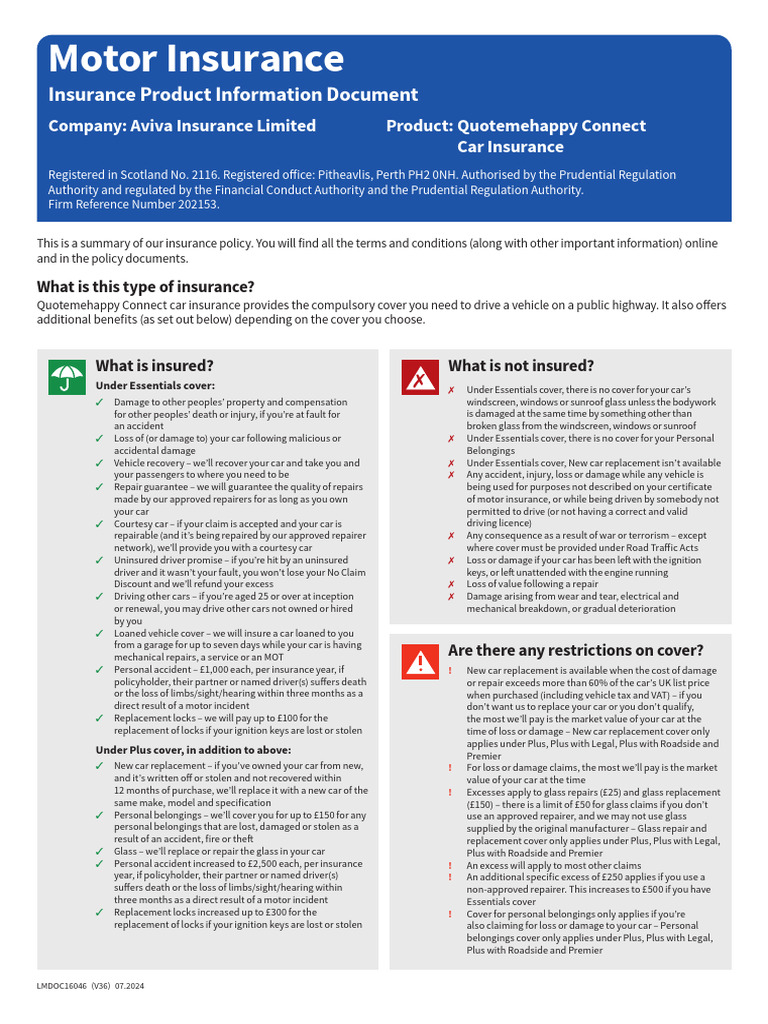 Aviva Quotemehappy Car Insurance Guide | PDF | Vehicle Insurance ...