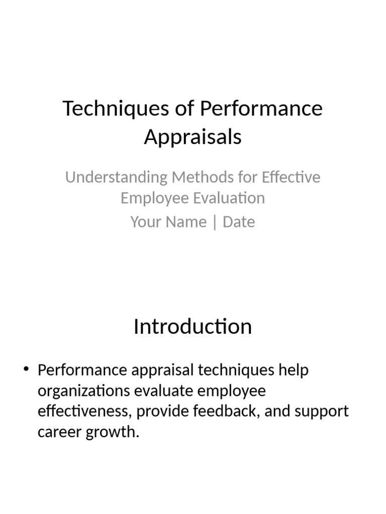 Techniques for Effective Appraisals | PDF | Performance Appraisal ...