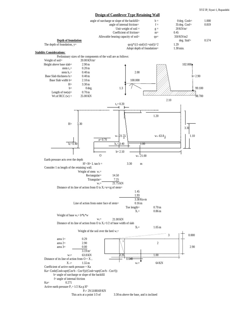 Design Retaining Wall | PDF | Civil Engineering | Physical Quantities