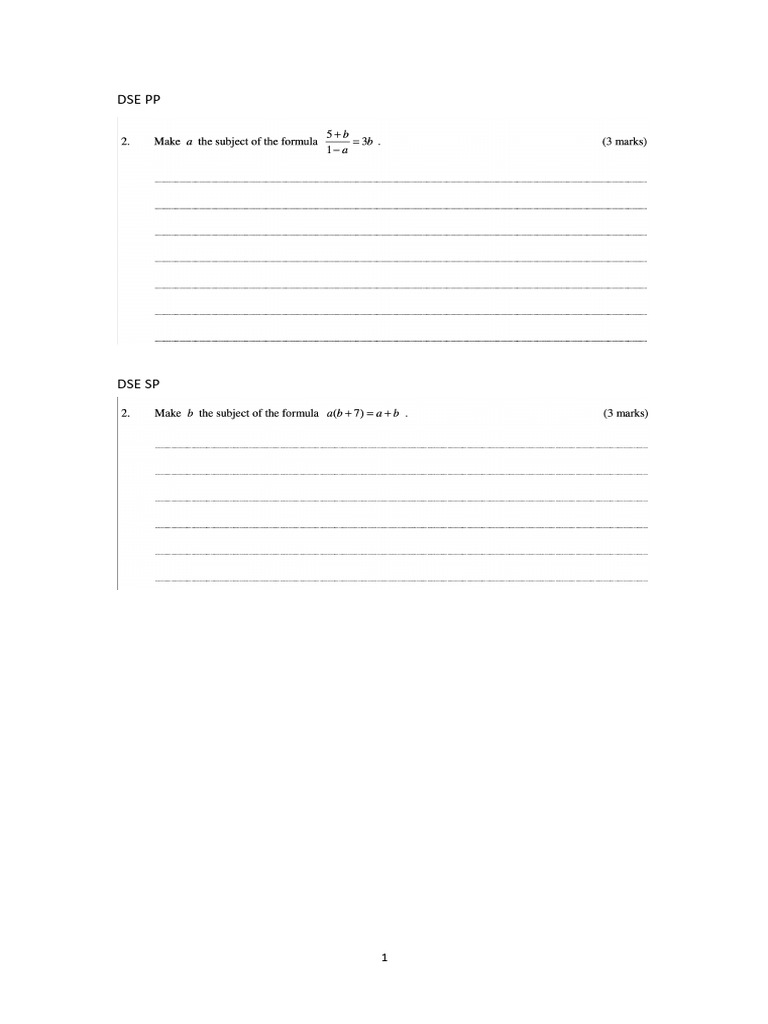 DSE Pastpaper Change of Subject Eng | PDF