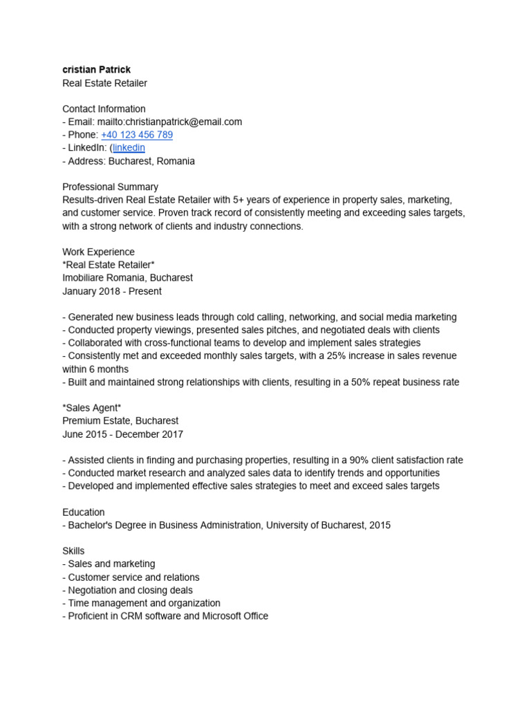 Cristian Patrick Resume | PDF