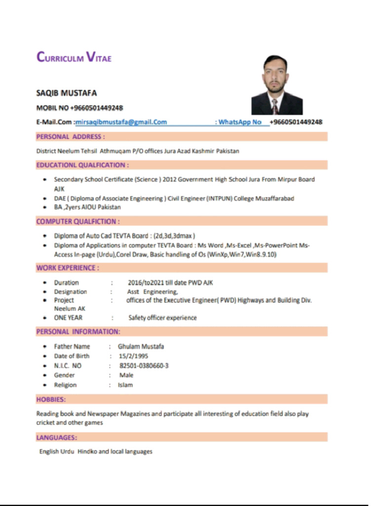 Mir Saqib Mustafa Cv (1) (2) | PDF
