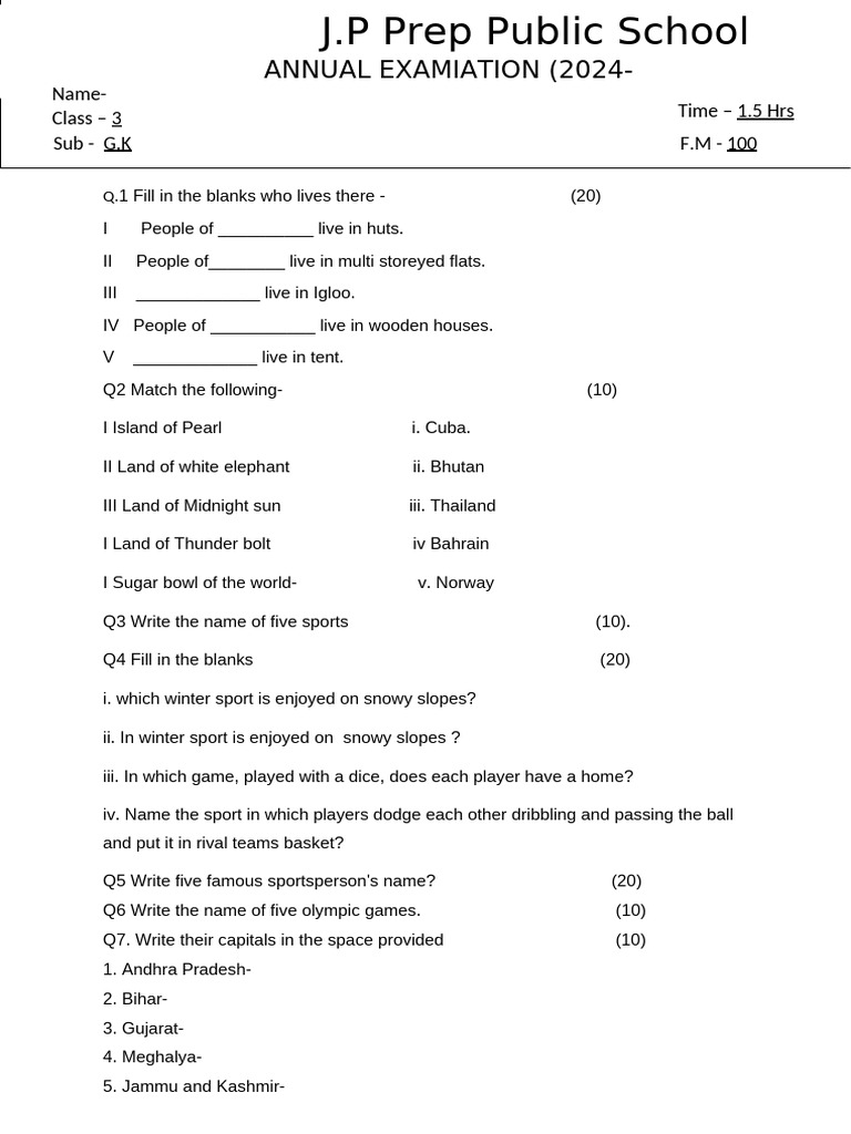Question Paper 3 GKK | PDF