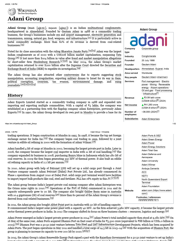 Adani Group - Wikipedia | PDF