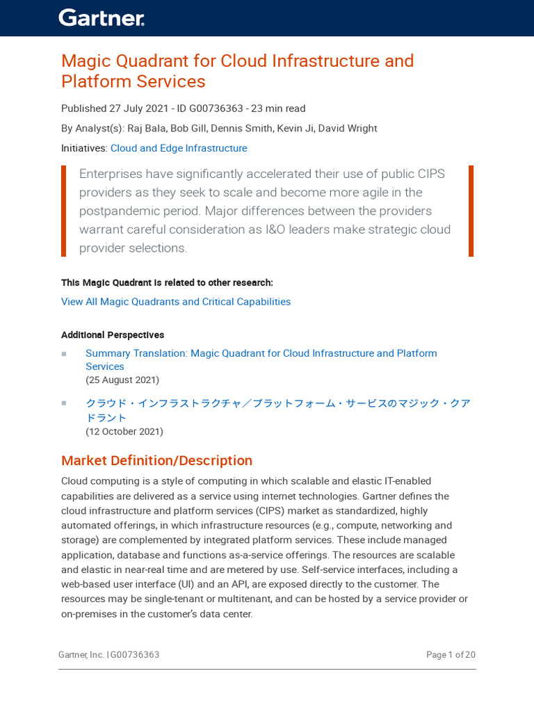 Gartne Magic Quadrant For C 736363 NDX | PDF | Cloud Computing | Information Technology
