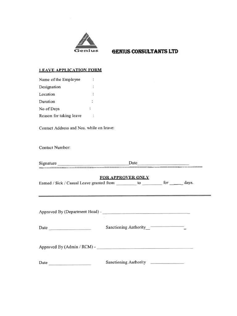 Leave Application - Genius | PDF