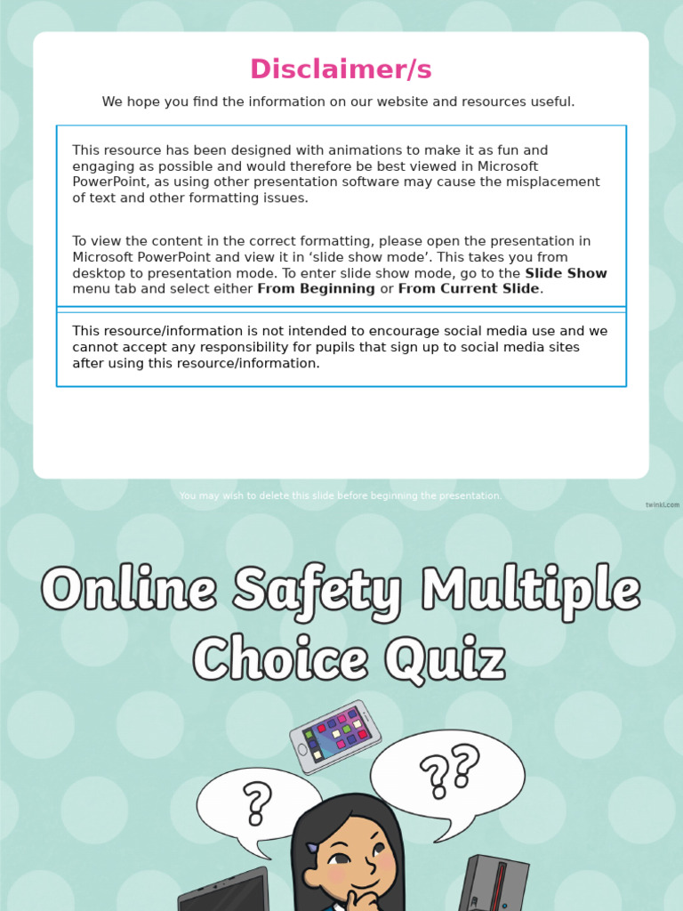 KS1 Online Safety Multiple Choice Quiz | PDF | Cyberbullying | Bullying