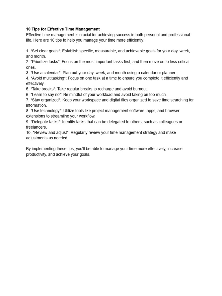10 Effective Time Management Tips | PDF