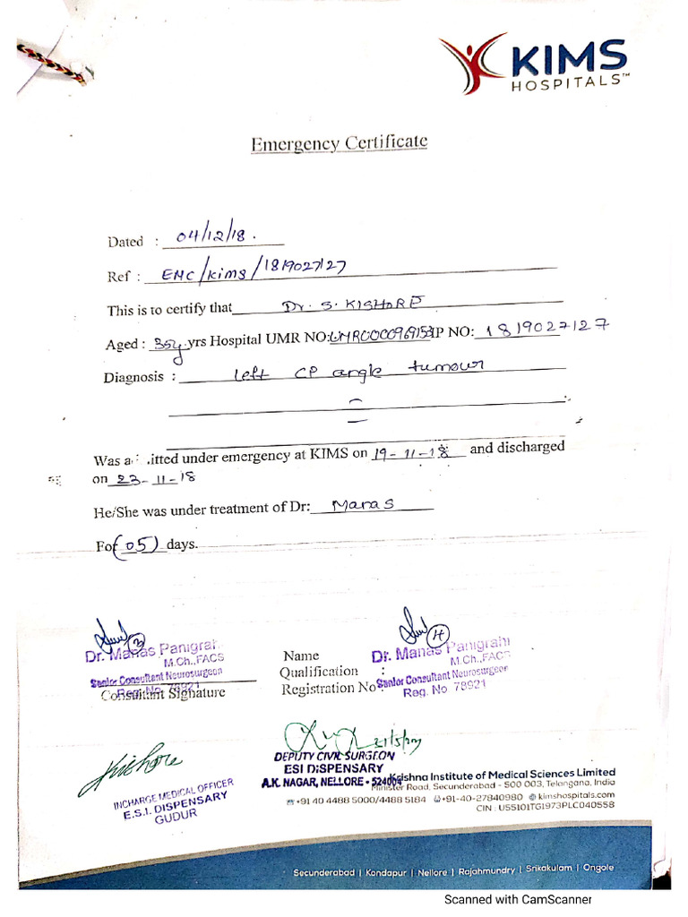 Emergency Certificate | PDF