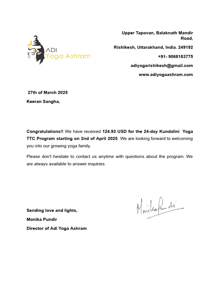 Confirmation Letter | PDF