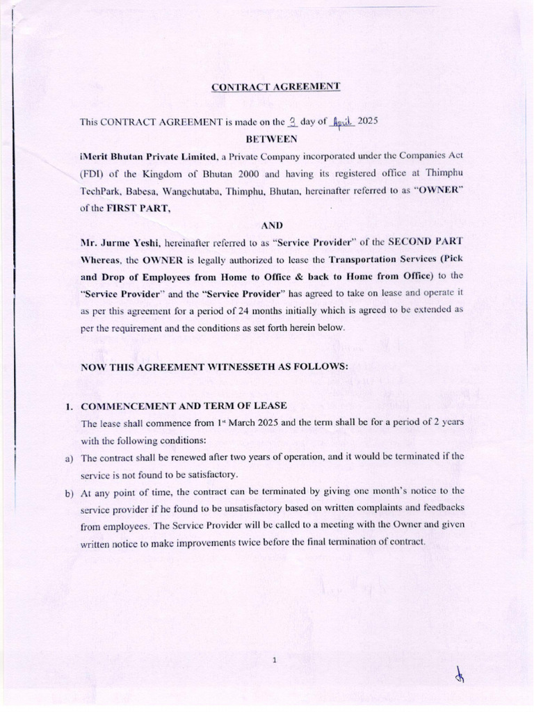 Contract With Jurme | PDF