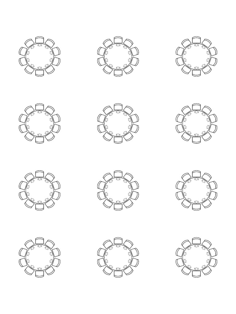 12 Circular Tables 10 Seats Grid Template | PDF