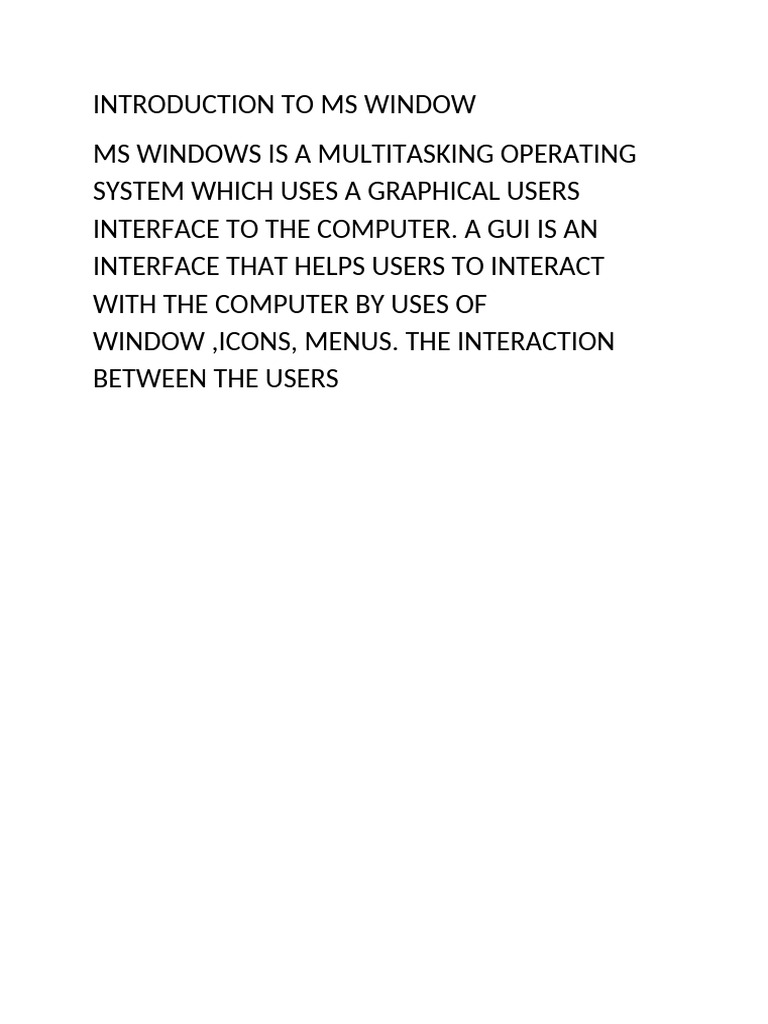 Introduction To Ms Window | PDF